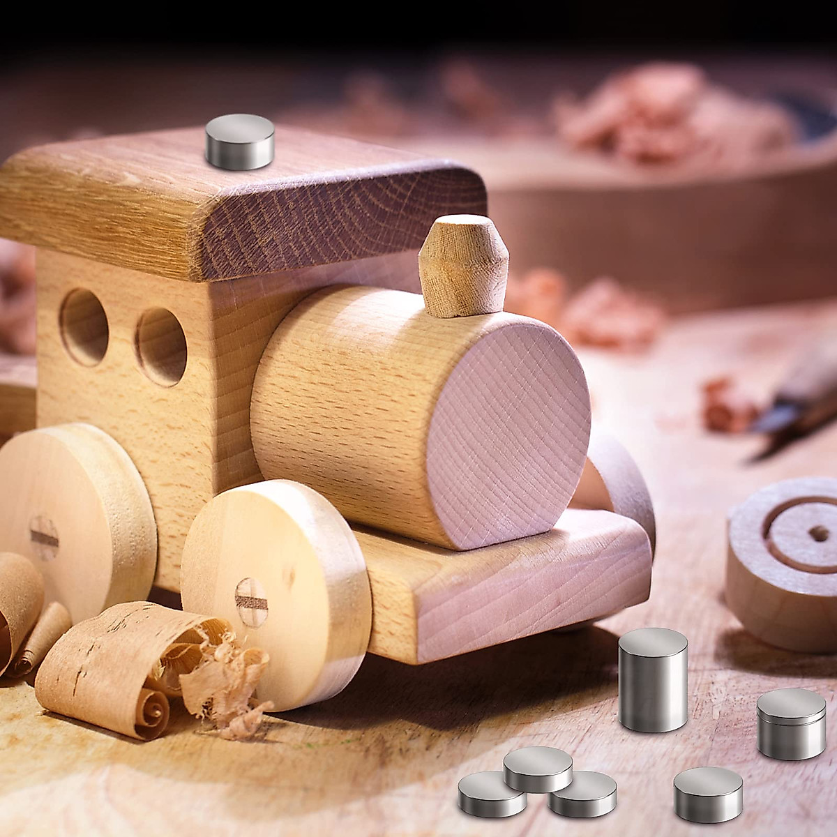 VAIPI Pinewood Derby Weights 3.5 oz Incremental and Configurable 3/8 Inch Tungsten Weights for Pinewood Derby Cylinders Cars (14Pcs)