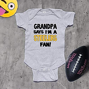 NanyCrafts Baby's My Grandpa says I'm a Steelers Fan Bodysuit Newborn Black