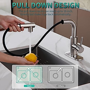 Bar Sink Faucet, Bathroom Sink Faucet with Pop-up Drain, Kitchen Faucets with Pull Out Sprayer for RV/Camper/Bar Utility Faucet Brushed Nickel YardMonet