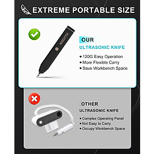 Generic Portable Ultrasonic Cutter 30W 40KHZ for Leather 3D Printing Plastic DIY Cutting, with 40pcs Replacement Knife and Fixtures, Black