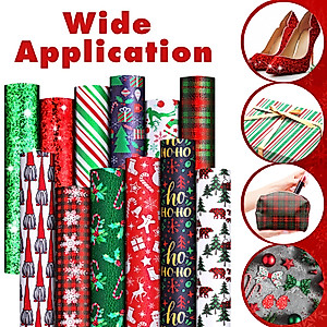 12 Pieces Christmas Faux Leather Sheets Plaid Check Printed Synthetic Leather Sheet Snowflake Pattern Faux Leather Fabric Sheet for DIY Christmas Earrings Bows Craft Making (Fresh Style)