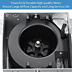 JOEAONZ Bathroom Fan 110 CFM Very Quiet with Stainless Steel Housing, Ceiling Mount Exhaust Ventilation Fan Large Air-flow Capacity, Energy-Saving Household Bath Vent Fan, White Plastic Grille