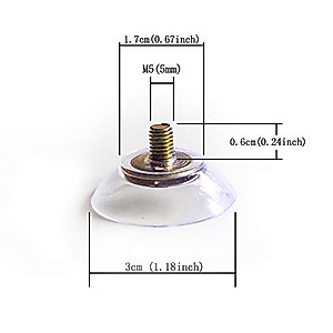 M5 - D3 cm (D 1.2") Clear PVC Small Screw Suction Cup Hook with Cap Nut,Thread Length 0.6 cm (0.24 in),6 Pack