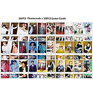 Bangtan Boys PhotoCards Set Perfect for Fans(30PCS PhotoCards Postcards,30PCS Lomo Cards,MiniStickers)(Black)