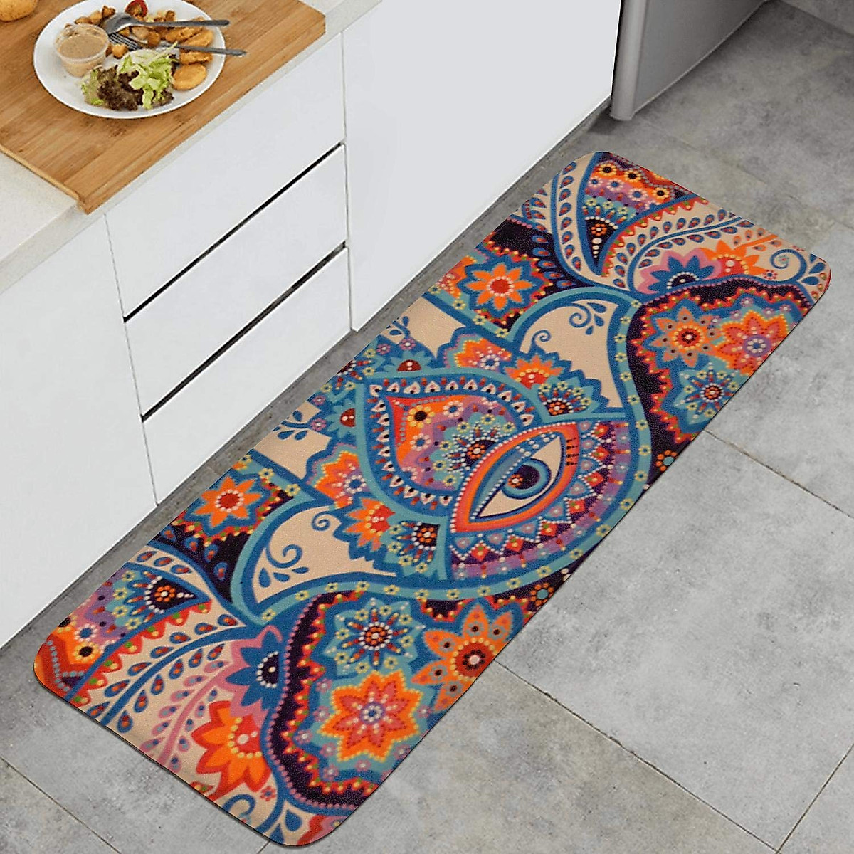 Psychedelic Evil Eye Charm Kitchen Mat Super Cozy Velvet Carpets Non-Slip Kitchen Rug