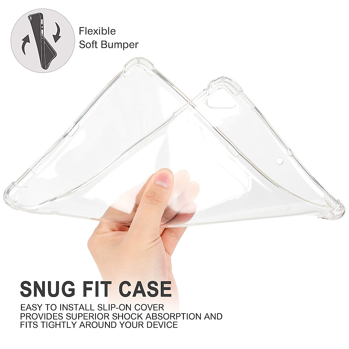 KIQ Case for iPad 9.7 5th 6th Gen, TPU Skin Protection Anti Slip Lightweight Cover for Apple iPad 9.7 2017/2018 5th & 6th Generation Air 1 2 Pro 9.7[Clear]