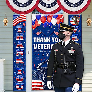3pcs Memorial Day Decorations Banner Decorations Thanks You Veterans Porch Sign Banner Door Cover Decorations for Welcome Hanging Home Outdoor Indoor Wall Decor