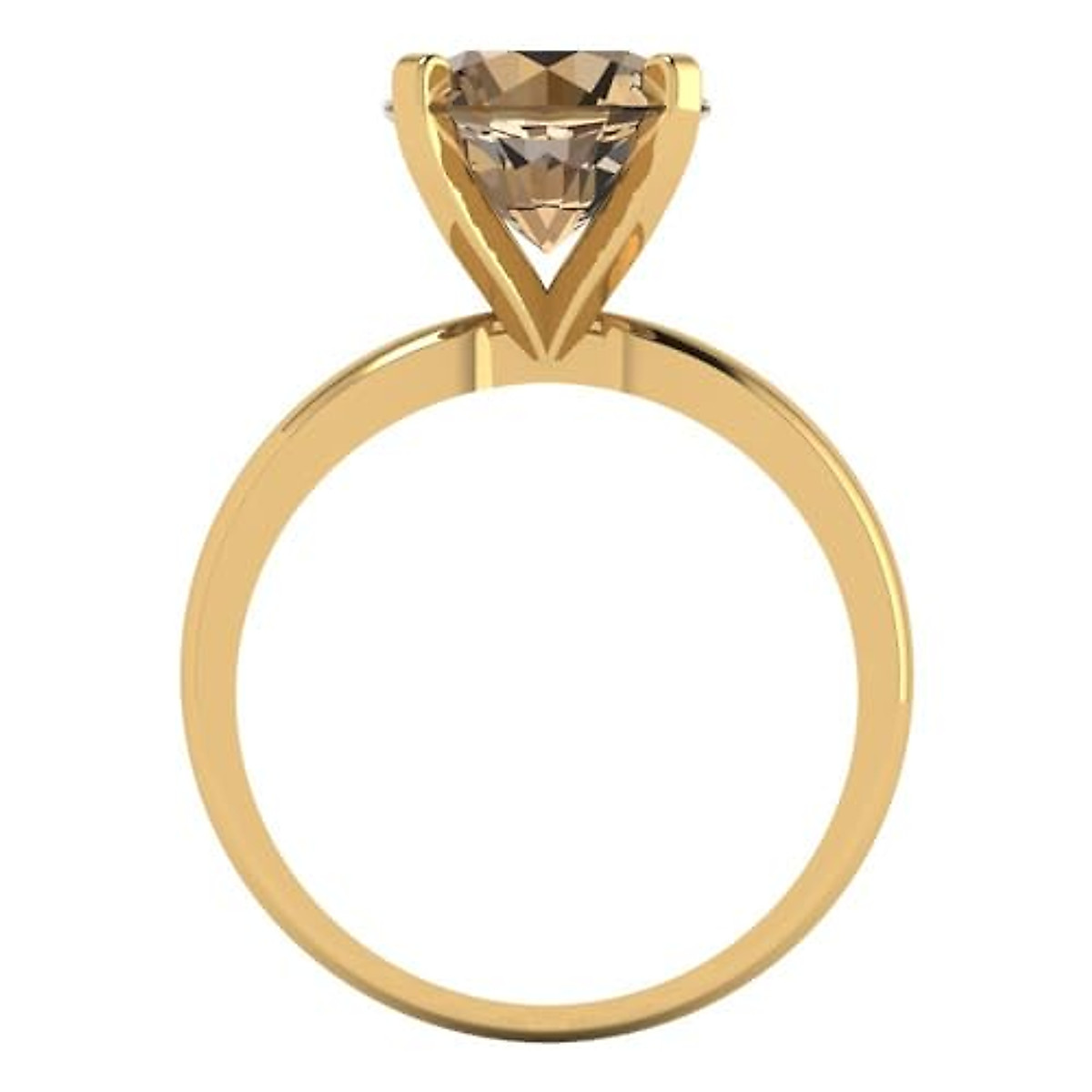 Clara Pucci 3.0 ct Round Cut Solitaire Brown Champagne Simulated Diamond Bridal Designer Anniversary Engagement Ring in 14k Yellow Gold