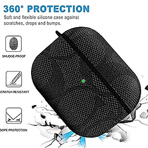 for Airpods 3 Case Cover 2021, Airpods 3 Buds Protective Case,Classic Monogram Pattern Protective Cover with Keychain Compatible with Apple Airpods 3rd Generation (Black)