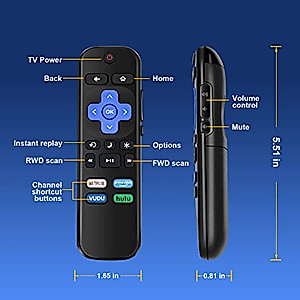 New Universal TV Replacement Remote Compatible with Roku TV, for TCL/Hisense/Onn/Sharp/Element/Westinghouse/Philips/Insignia/Jvc/RCA/Sanyo Smart TVs