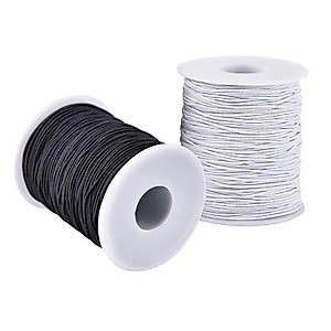Elastic String for Bracelets, 2 Rolls 1 mm Sturdy Stretchy Elastic Cord for Jewelry Making, Necklaces, Beading