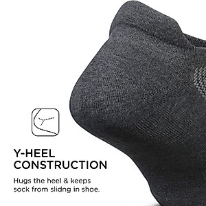 Feetures High Performance Max Cushion Ankle Sock - No Show Socks for Women & Men with Heel Tab - Heather Gray, S (1 Pair)