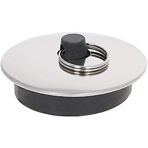 Yinpecly 1pcs Sink Drain Stopper Kitchen Sink Plug Stainless Steel Large 2.48 inch Diameter Black Silver Stopper with Hanging Ring for Bathtub and Bathroom Kitchen Sink
