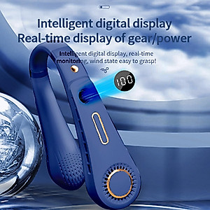 Clothforall Neck Fan, 4000mAh Battery Power, Portable Neck Fan USB Charging, Neck Fan Air Conditioner 5 Gear Adjustable, Fast Cooling, Super Quiet