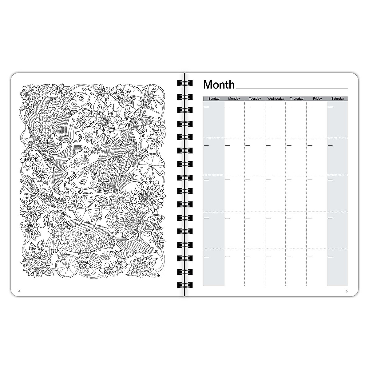Undated Coloring Planner (6.625x9) Medium - Weekly & Monthly Organizer, Appointment Schedule, Goals and Notes
