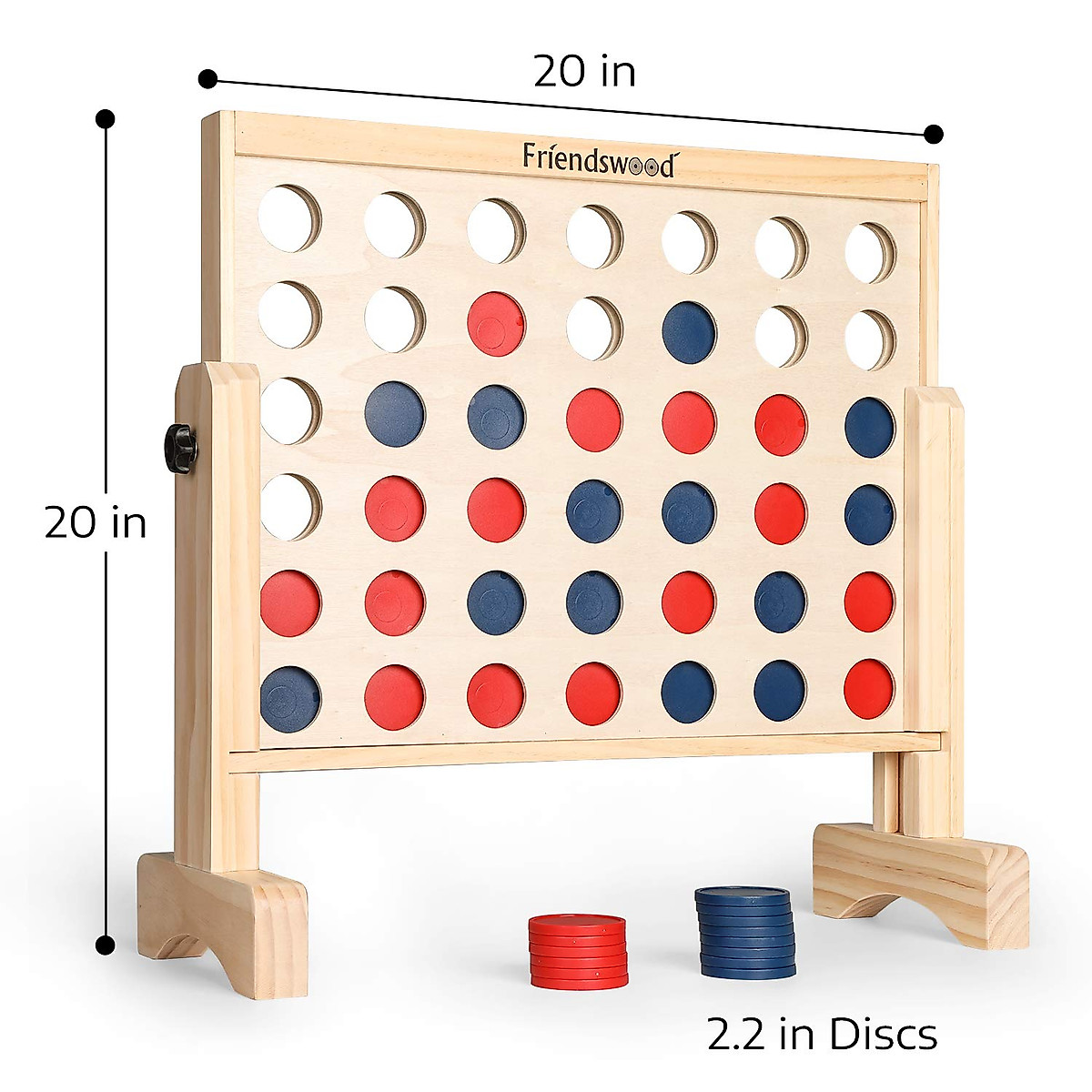 A11N 4-in-a-Row Game with Carrying Bag | 20x20 inch Board | Premium Wooden 4 Connect Game for Family Fun