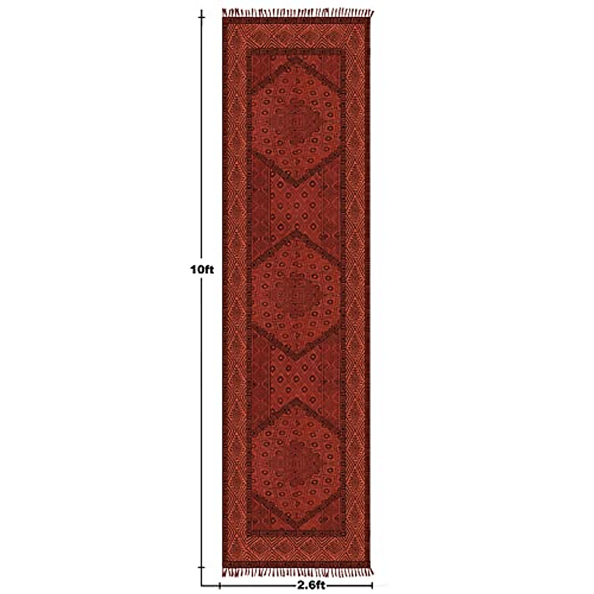 Casavani Hand Block Printed Area Rug Geometric Red Cotton Dhurrie Floor Carpet For Doormat Best Uses For Hallway Runner Rug Bedroom,Living Room,Dining Room,Purch 7x10 Feet