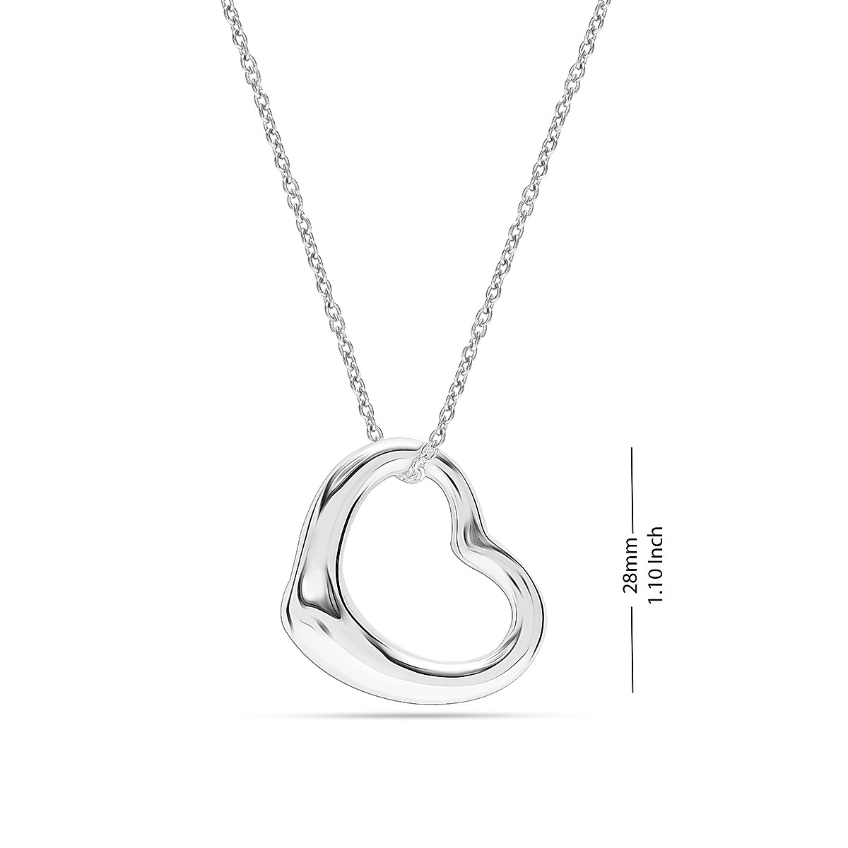 LeCalla 925 Sterling Silver Heart Necklace Open Heart Pendant Open Heart Necklace for Women Floating Love Heart Necklace Teen