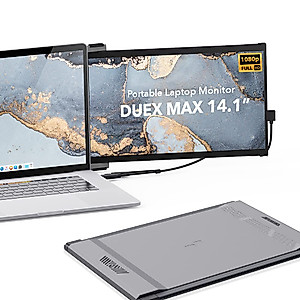 New Mobile Pixels 2023 Duex Max Portable Monitor, 14.1" FHD 1080P IPS Ultra Slim Laptop Screen Extender, USB A/USB C Plug and Play Auto Rotated, Windows/Mac/Android/Switch Compatible (Gunmetal Grey)
