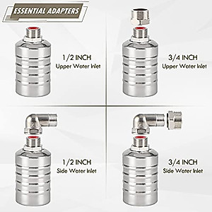 304 Stainless Steel Fully Automatic Water Level Control Float Valve, 1/2" 3/4" Auto Shut Off Mini Float Valve, No need electricity Automatic Water Level Controller for Water Tank, water towers