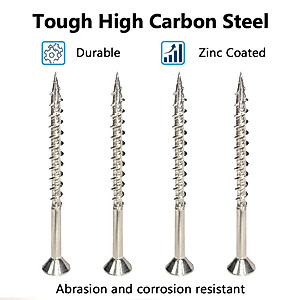 [50 Pack] 2-1/2" #10 Wood Screws, Coarse Thread Number 10 Zinc Coated Pocket Hole Screws + 1 Piece S2 Steel 1/4" Shank, 6" Length Square Recess Head Screwdriver/Power Bit (50 Count)