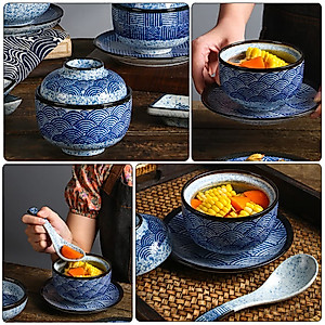 Hemoton Ramen Noodle Bowl Decorative Bowl Noodle Bowl 1 Set of Japanese Style Soup Bowl Covered Soup Bowl Multi-function Soup Bowl with Spoon Decorative Bowl Utensil Set