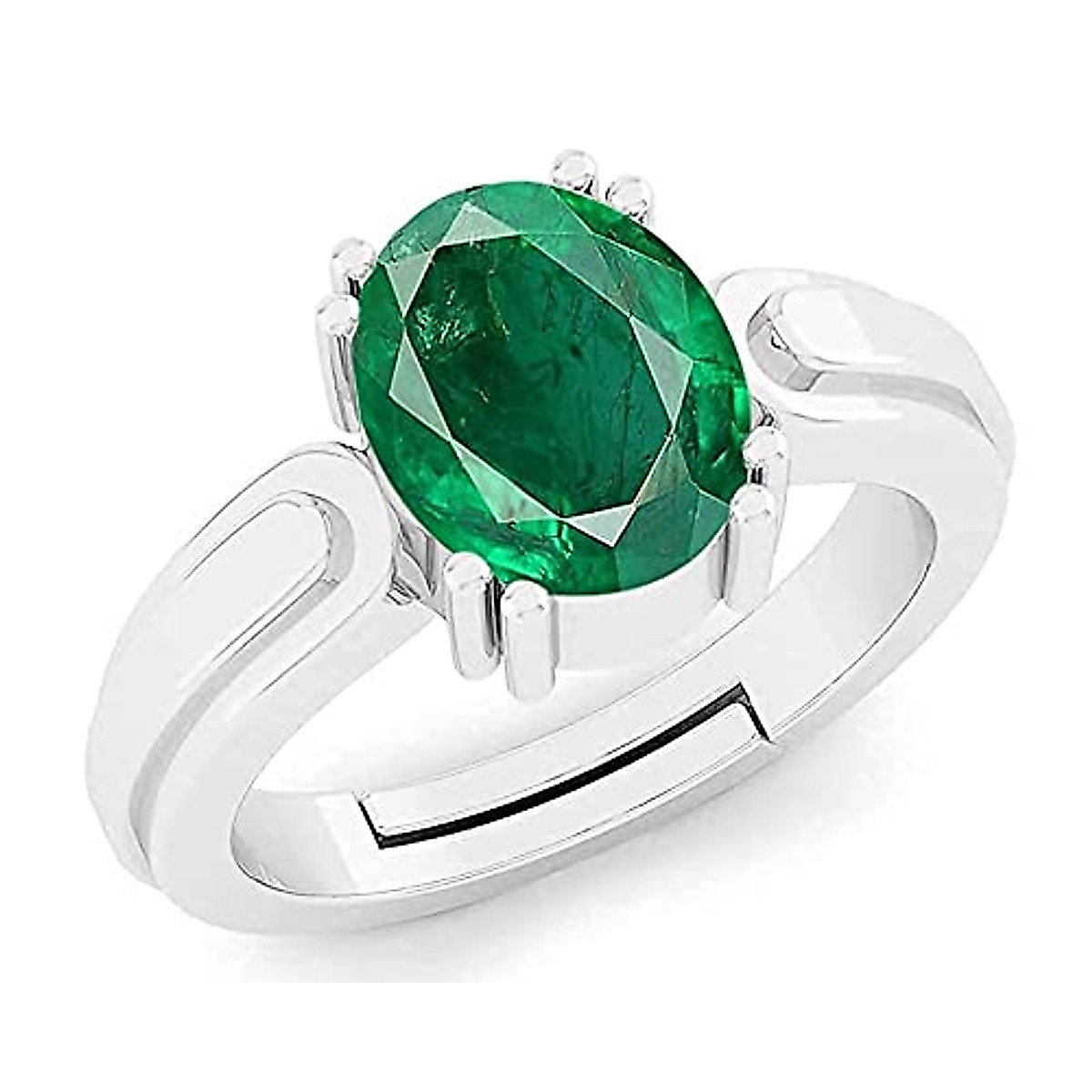 LMDPRAJAPATIS Natural Certified Genuine Unheated Untreated Original Green Emerald 4.25 Carat Panchdattu Ring Silver Plated Ring for Men & Women's