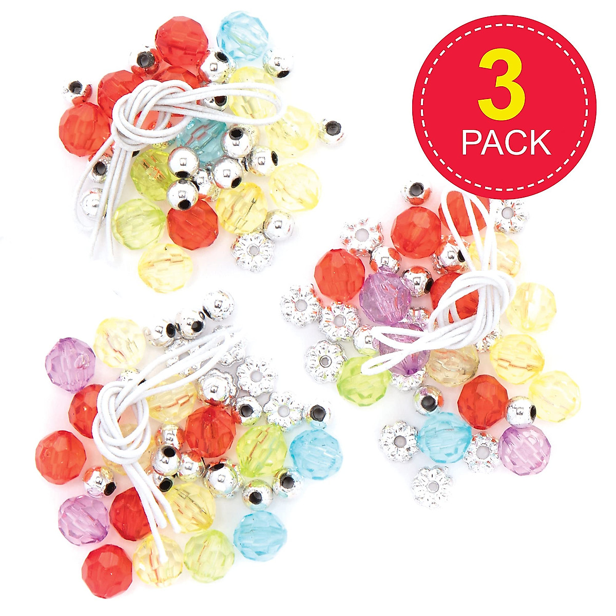 Baker Ross FE111 Rainbow Charm Bracelet Kits - Pack of 3, Perfect for Kids Jewelry Making Activities, Bead Art Activities or Party Crafting