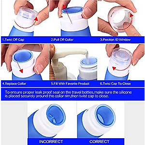 evron Travel Bottles for Toiletries,Tsa Approved Silicone Refillable Travel 3oz Containers BPA Free Leak Proof Liquid Travel Accessories for Conditioner,Shampoo (T7)