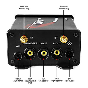 GoHawk TS5-S 2.1 Channel Amplifier 5" Subwoofer Waterproof Bluetooth ATV RZR UTV Stereo 3 Speakers Audio Amp Radio System 1.5 to 2" Roll-cage Bar Mount for Polaris Can-Am 4-Wheeler