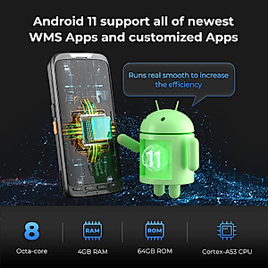 Android 11 9000mAh Barcode Scanner with Pistol Grip IP65 Rugged PDA Handheld with Zebra SE4710 Scanner, NFC 3G 4G Bluetooth GPS Wi-Fi QR 1D 2D Barcode Scanner, Removable Battery