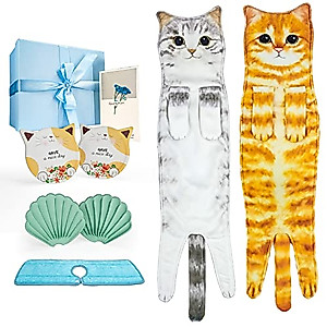 Semounva Cat Funny Hand Towels for Bathroom Kitchen - Valentines Day Birthday Housewarming Cute Fun Gifts for Women Her Cat Lovers Bathroom Decor