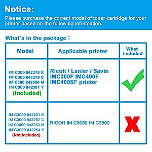 LCL Compatible Toner Cartridge Replacement for Ricoh IM C300 C400 842378 842379 842380 842381 IMC300F IMC400F IMC400SF (4-Pack Black, Cyan, Magenta, Yellow)