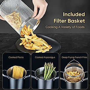 Kerilyn Deep Fryer Pot, 4.5L Stainless Steel Frying Pot With Basket, Fish Fryer With Transparent Lid, For Kitchen French Fries, Chicken Etc.
