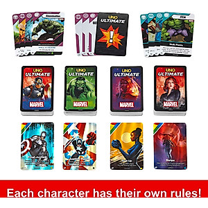 Mattel Games UNO Ultimate Marvel Card Game with 4 Character Decks, 4 Collectible Foil Cards & Special Rules, 2-4 Players, 2nd Edition