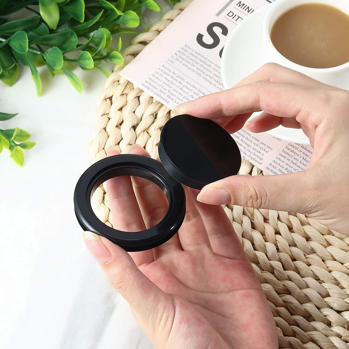 Maitys 4 Pieces Silicone Patio Table Umbrella Hole Ring Plug and Cap Set for Glass Outdoors Patio Table Deck Yard, 2 Inch (Black)