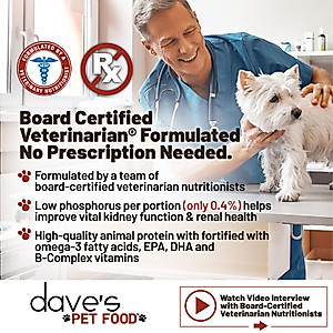 Dave's Pet Food Kidney Support for Dogs with Renal Support (Chicken Formula Crumble) Non-Prescription Low Phosphorus Restricted Diet Dog Food, Added Vitamins Minerals Taurine, Vet Formulated, 4 lb