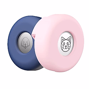 Airtag Dog Collar Holder (2-Pack) Easy to Clean Silicone, Anti-Lost GPS Air Tag Case, Compatible with Dog Cat Collars as Well as Backpacks and Purses, Shock Proof, Silicone Protective Cas (Pink/Blue)