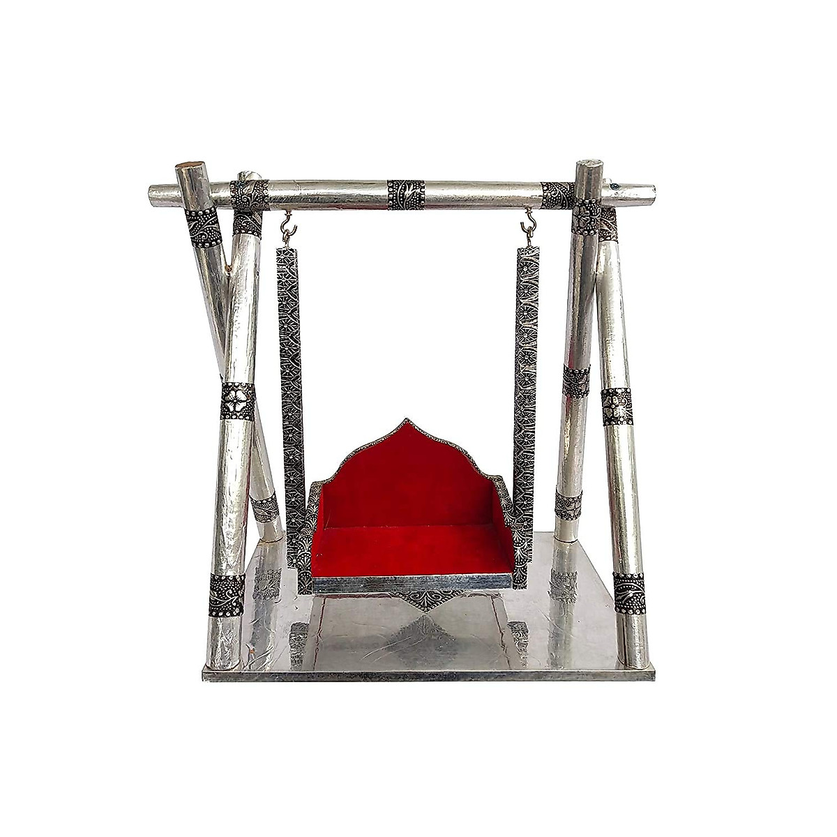 Generic Bhuvika Home Designs Aluminium and Oxodized Pooja JhulaSwingPalnaNand Gopal PalnaLaddu Gopal PalnaKrishna Jhula, Silver