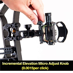 TOPOINT ARCHERY CNC Aluminum 5 Pins Or 7 Pins .019" Tool-Less Bow Sight with Micro Adjust Detachable Bracket LED Sight Light Left and Right Hand (PRO 7 PINS, Black)