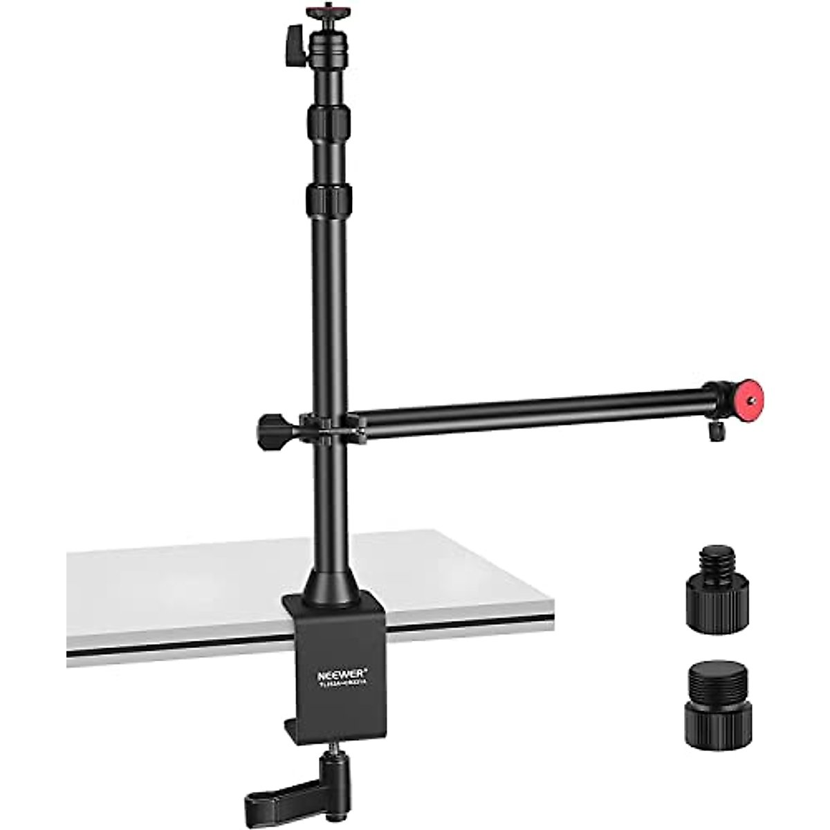 NEEWER Tabletop Camera Mount Stand with Flexible Arm, Overhead Height Adjustable Light Stand Mount with Table Mounting Clamp, Swiveling Ball Head for DSLR Camera, Phone, LED Light, Webcam and More