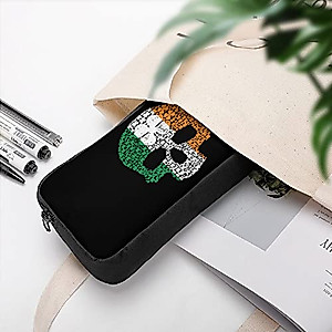 Skull Clover St Paddy St Patrick Ireland Pencil Case Makeup Bag Big Capacity Pouch Organizer for Office College