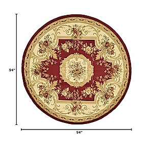 Unique Loom Versailles Collection Traditional Classic Floral Motif Area Rug (8' 0 x 8' 0 Round, Burgundy/ Ivory)