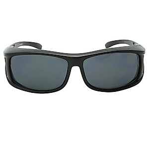 Medium Non Polarized Wrap Around Fit Over Sunglasses Style F11 (Black Frame-Non Polarized Gray Lens)