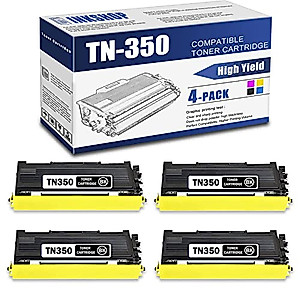 TN350 Compatible TN-350 Black Toner Cartridge Replacement for Brother TN-350 DCP-7010 DCP-7020 IntelliFax 2820 MFC-7220 HL-2040 HL-2040N Toner.(4 Pack)