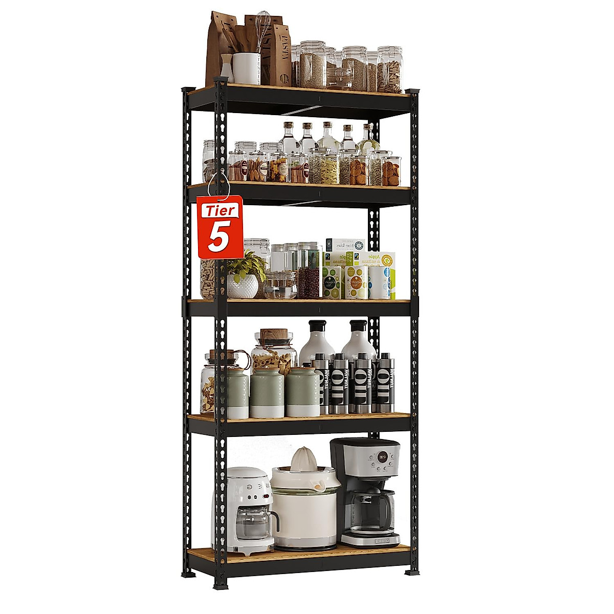 Smaafit 5-Tier Shelves for Wall Storage, Storage Rack Metal Shelves, Heavy Duty, Adjustable, Garage & Warehouse Storage, 28x12x59 Inches, 275 lbs/Level