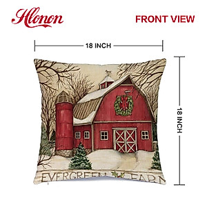 Hlonon Christmas Decorations Christmas Pillow Covers 18 x 18 Inches Set of 4 - Xmas Series Cushion Pillow Cover Custom Zippered Square Pillowcase