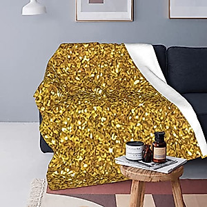 Filled with Shiny Gold Glitter Blanket Throw Blanket Fleece Blankets Fuzzy Sherpa for Couch Bed Sofa Women Super Soft Cozy Fluffy Warm Plush Comfy Lap