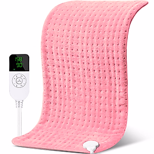 NOWWISH Heating Pad for Back Pain & Cramps Relief, XXL Extra Large Moist Heat Electric Heating Pads with Auto Shut Off, Gifts for Women, 17 ''x 33'', Pink, 17''x33'', (FY-HW1836)