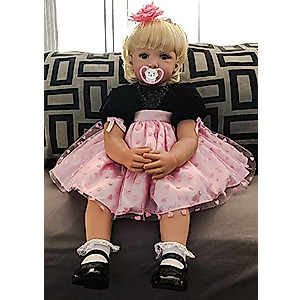 Zero Pam 24 Inch Lifelike Reborn Baby Girl Dolls Realistic Reborn Toddler Girls with Pretty Dress Vinyl Silicone Newborn Baby Doll Soft Weighted Body Handmade Baby Toys